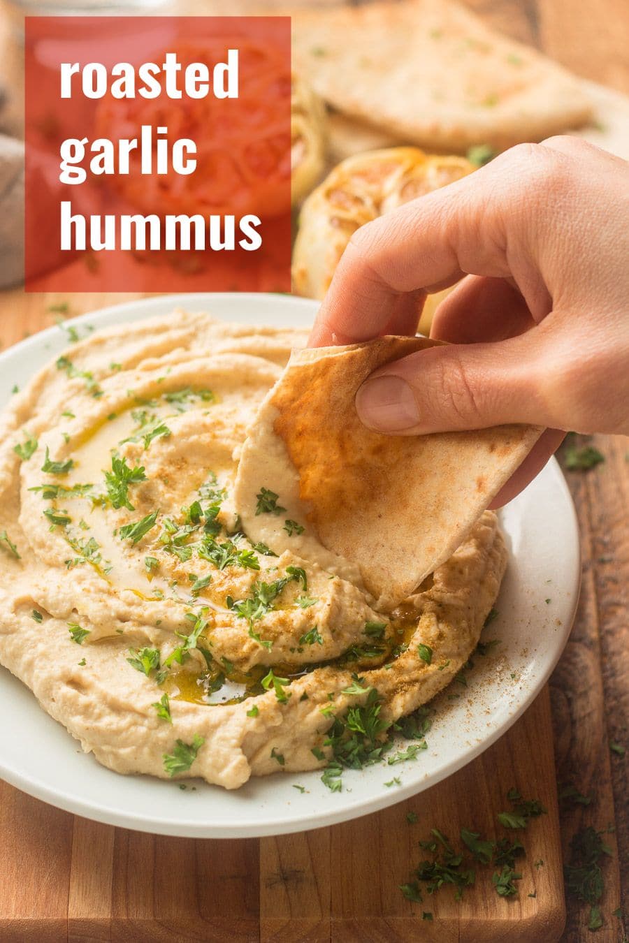 Roasted Garlic Hummus - Connoisseurus Veg