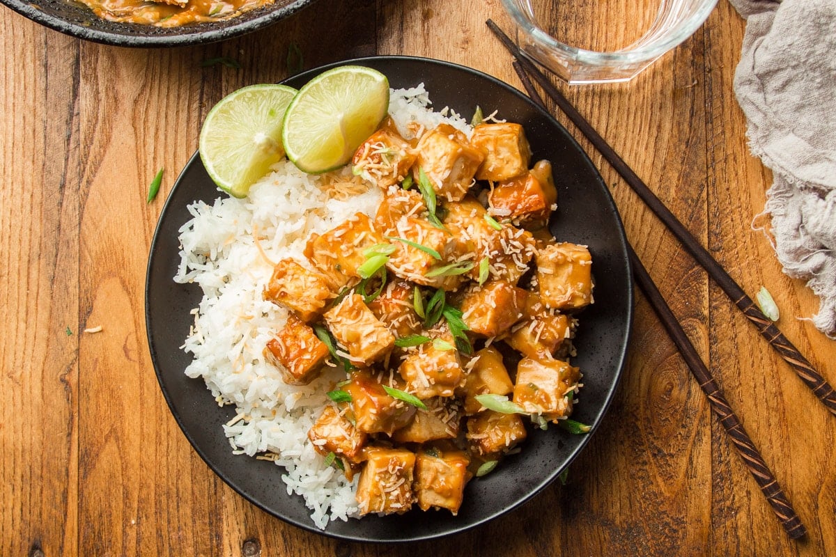 Sweet & Sticky Coconut Tofu - Connoisseurus Veg