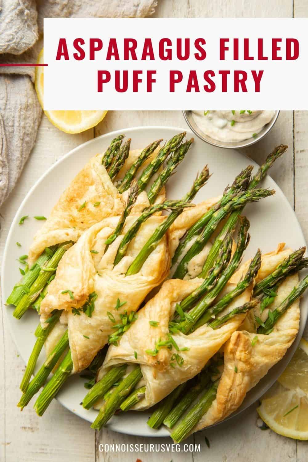 Puff Pastry Wrapped Asparagus with Creamy Cashew Cheese - Connoisseurus Veg