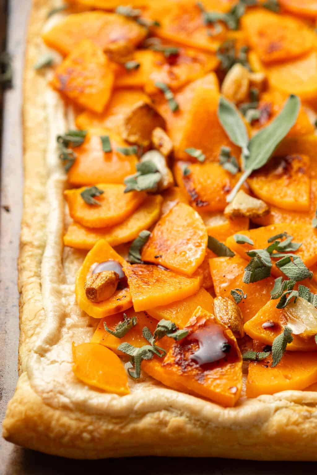 Butternut Squash Tart with Roasted Garlic & Sage - Connoisseurus Veg