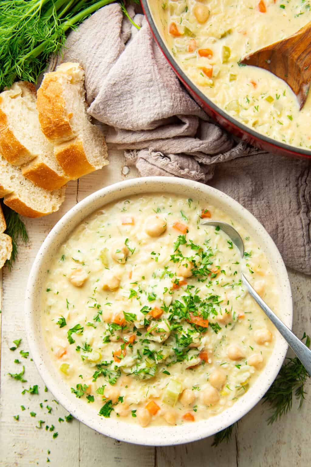 Vegan Avgolemono (Creamy Greek Lemon & Rice Soup) - Connoisseurus Veg