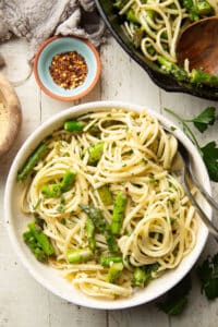 Pasta Gremolata with Asparagus - Connoisseurus Veg