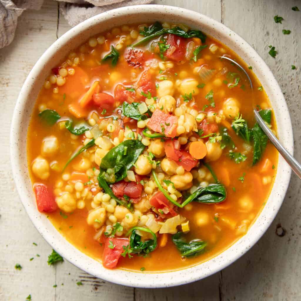 Pearl Couscous Soup - Connoisseurus Veg
