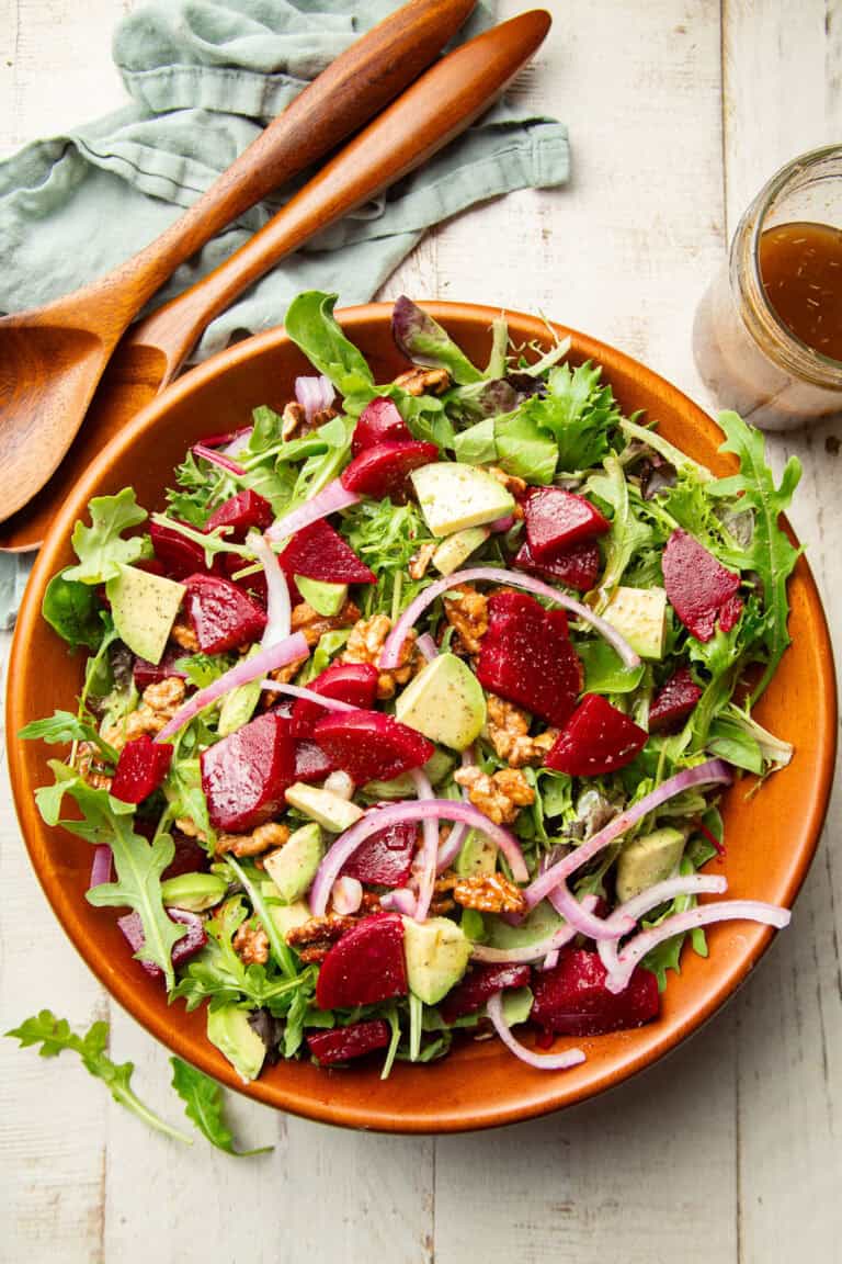 Balsamic Beet Salad with Maple Walnuts and Avocado - Connoisseurus Veg