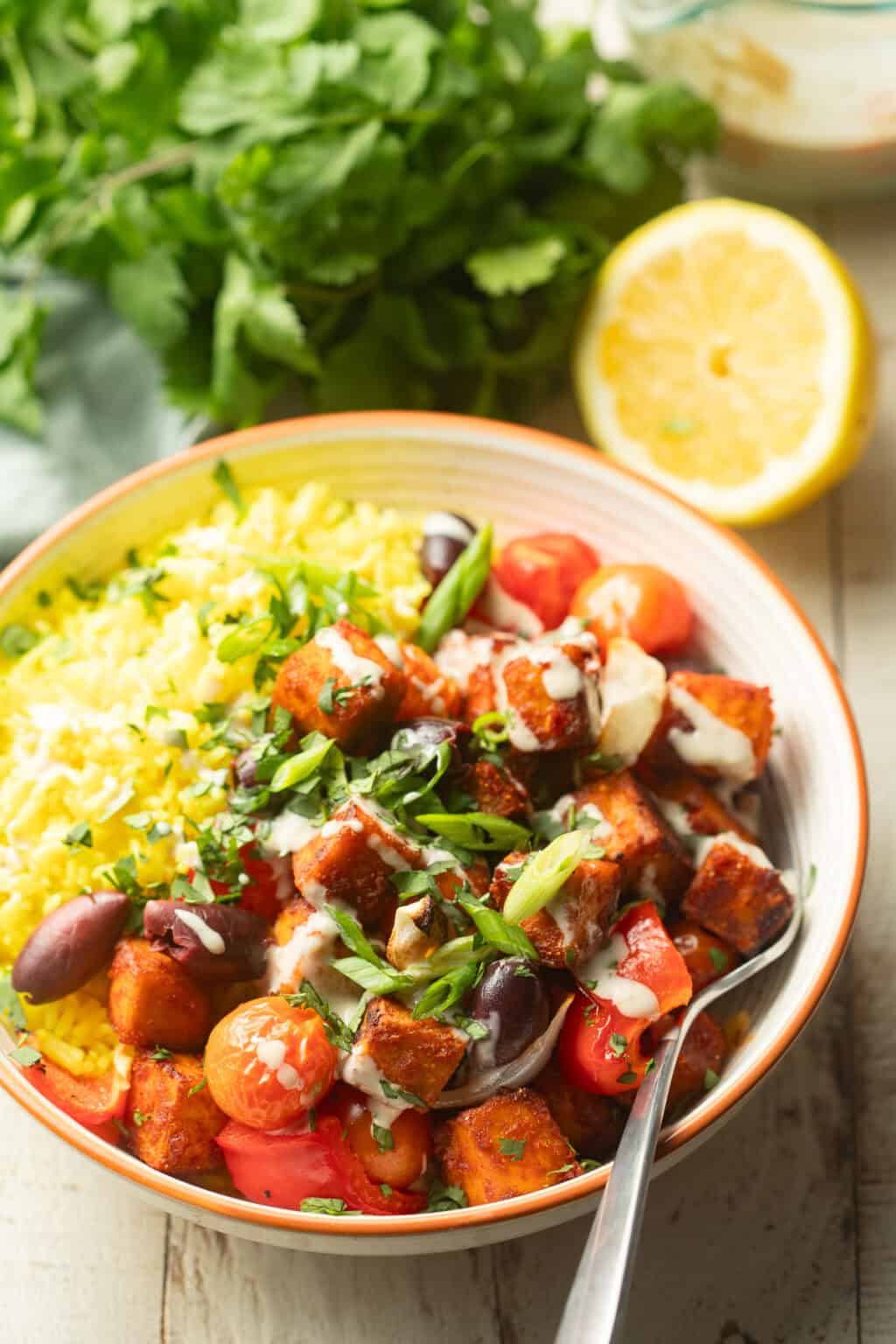 Mediterranean Tofu & Rice - Connoisseurus Veg