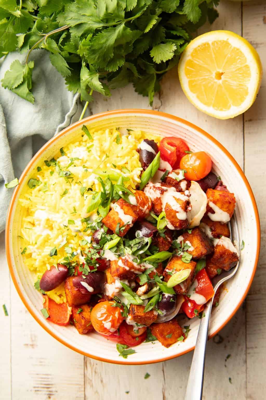 Mediterranean Tofu & Rice - Connoisseurus Veg